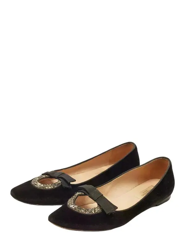 Valentino Garavani Bow Crystal-embellished Ballet Flats - Black