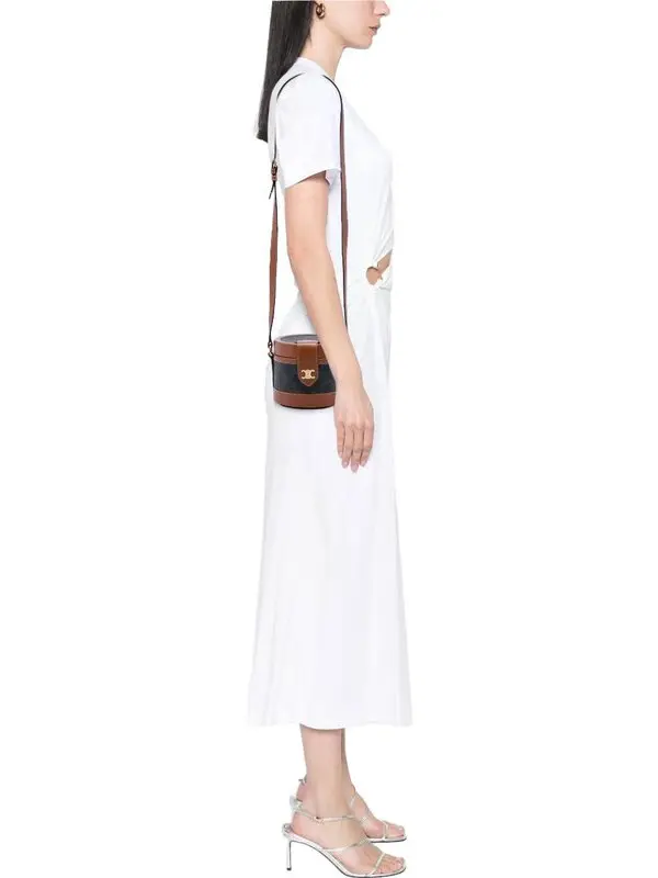 Celine 2021 Small Triomphe Coated Canvas Tambour Crossbody Bag - Brown