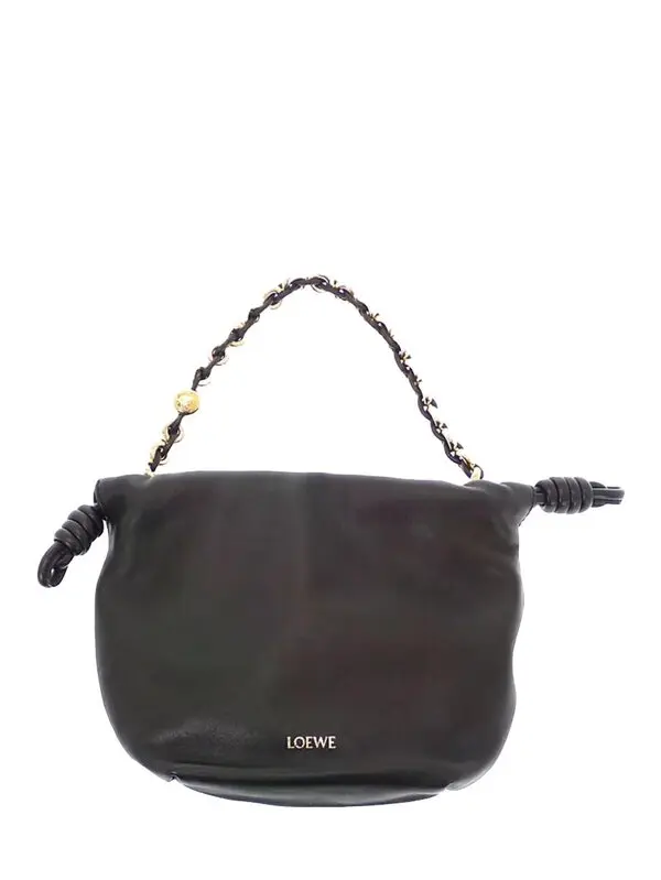Loewe 2010-2026 Medium Mellow Nappa Lambskin Flamenco Purse Satchel - Black