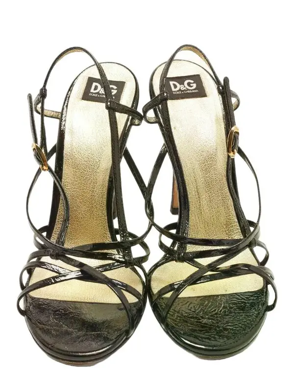 Dolce & Gabbana Patent Leather Slingback Sandals - Black