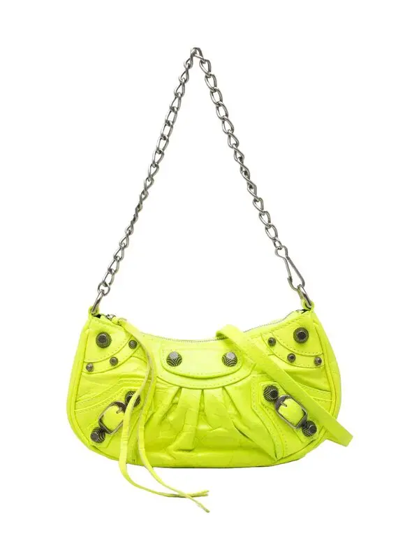 Balenciaga 2018-2026 Mini Lambskin Motocross Le Cagole Satchel - Yellow
