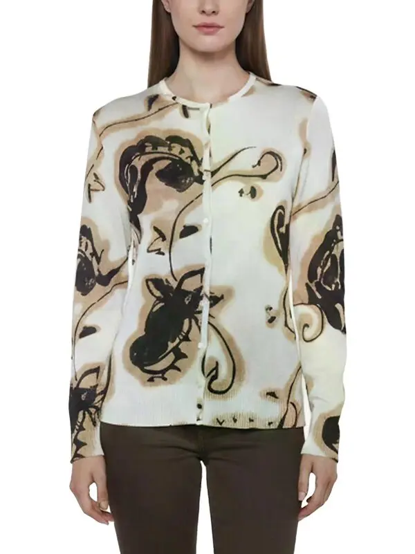 Dior Abstract-print Knitted Camisole Top And Cardigan Set - Neutrals