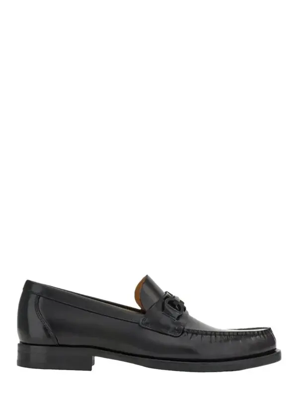 FERRAGAMO Gancini Leather Loafers - Black