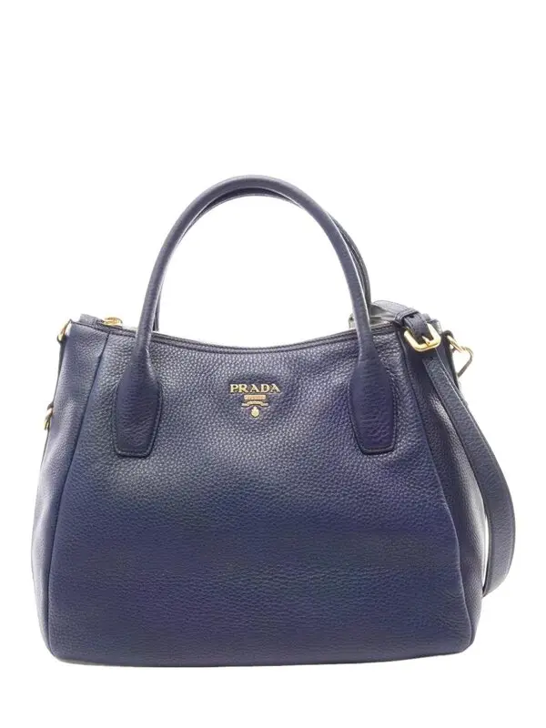 Prada 2010s Vit Daino Tote Bag - Blue