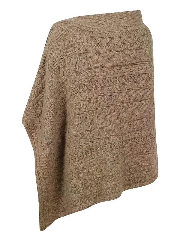 Ermanno Scervino Cable-knit Cashmere Poncho - Neutrals