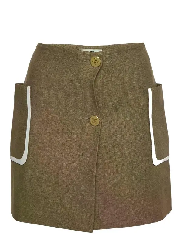 Fendi Button-front Mini Skirt - Brown