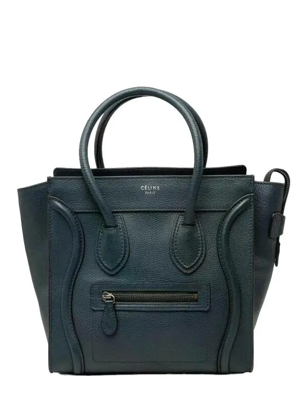 Celine 2012 Micro Drummed Calfskin Luggage Tote Bag - Blue