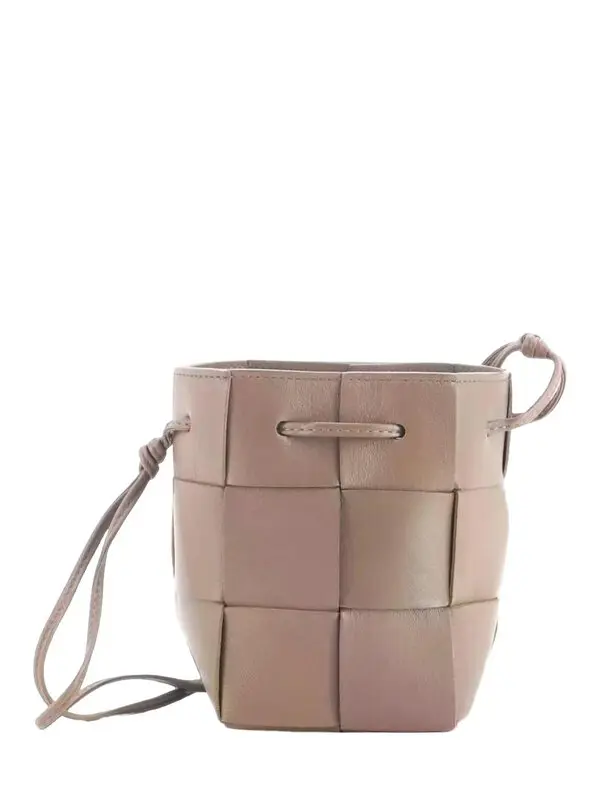 Bottega Veneta Cassette Maxi Intrecciato Leather Mini Bucket Bag - Brown