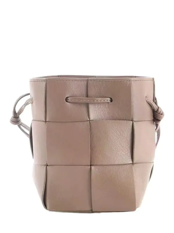 Bottega Veneta Cassette Maxi Intrecciato Leather Mini Bucket Bag - Brown