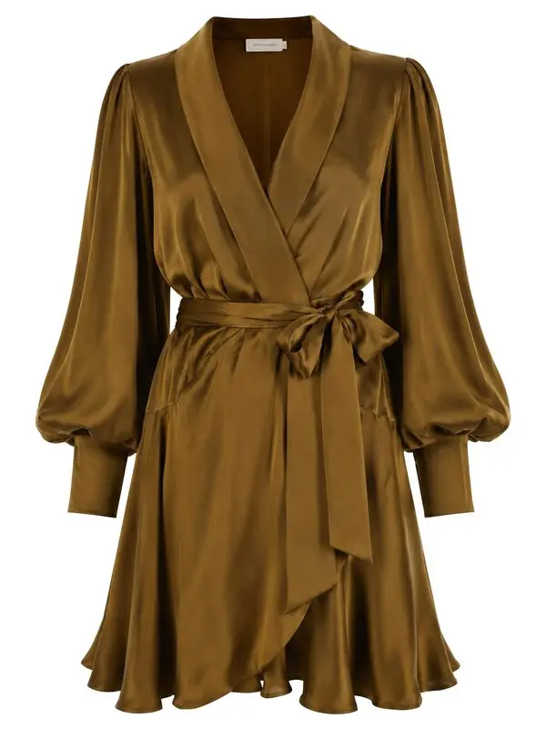 Zimmermann Mini Abito A Portafoglio In Seta - Brown