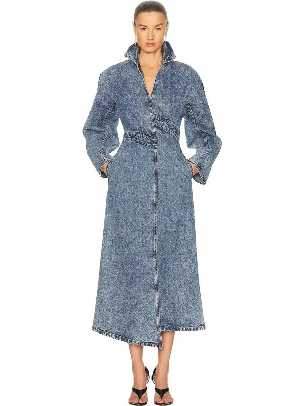 Alaïa Spiral Trench Coat - Blue