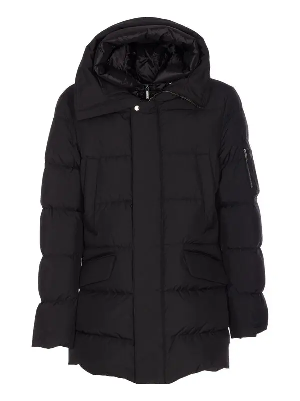 MOORER Davide-stp Padded Hooded Drawstring Jacket - Black