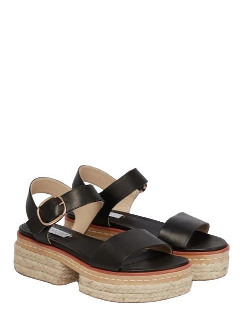 Gabriela Hearst Leather And Straw-woven Sandals - Black