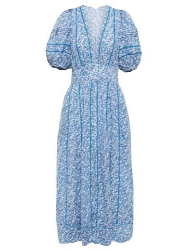 Poupette St Barth Reine Floral Midi Dress - Blue