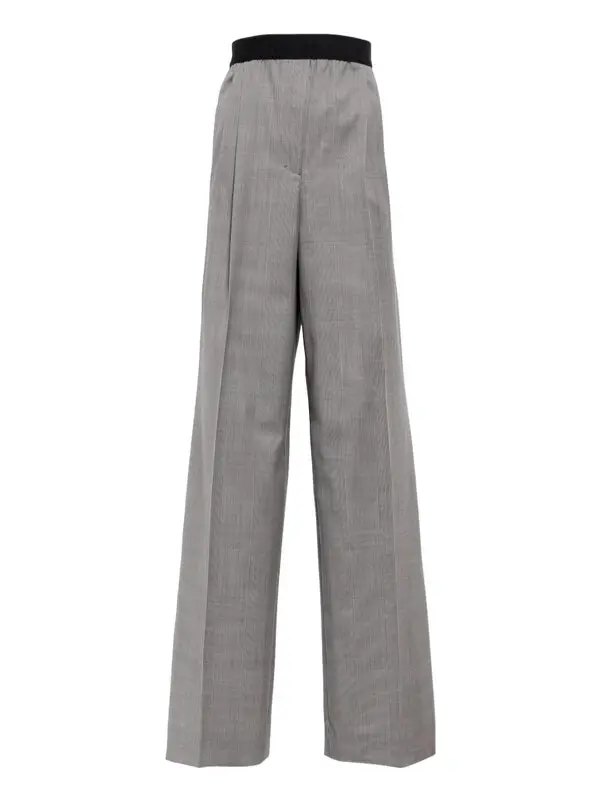 Dorothee Schumacher Checked Flared Virgin Wool Pants - Gray