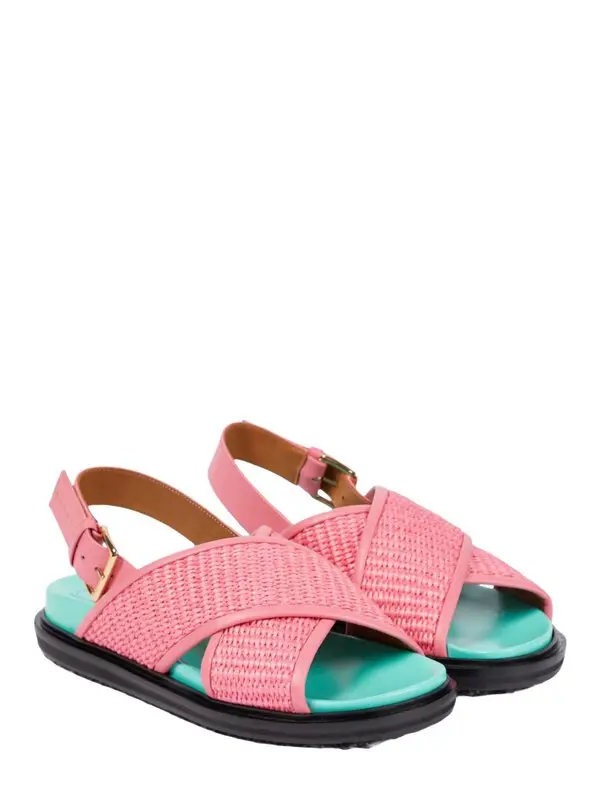 Marni Fussbett Raffia Sandals - Pink