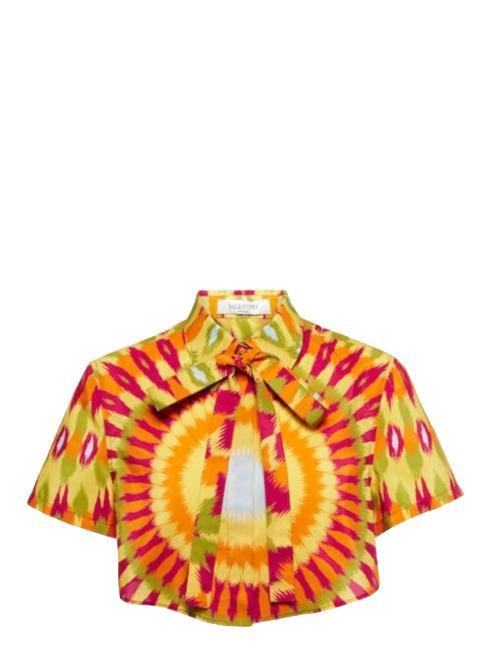 Valentino Garavani Printed Silk And Cotton Crop Top - Yellow