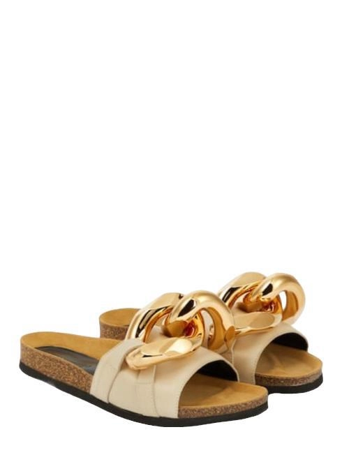 J.W.ANDERSON Embellished Leather Slides - Beige