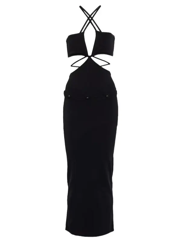 Christopher Esber Openwork Ribbed Knit Dress - Black