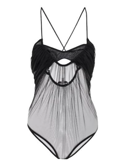 NENSI DOJAKA Cutout Tulle Bodysuit - Gray