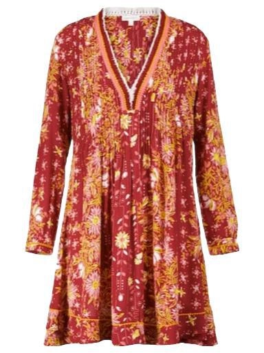 Poupette St Barth Ola Fringed Printed Minidress - Red