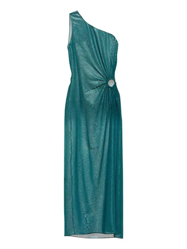 Oseree Lamé One-shoulder Midi Dress - Blue
