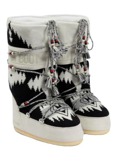Alanui X Moon Boot Icon Knit Boots - Gray
