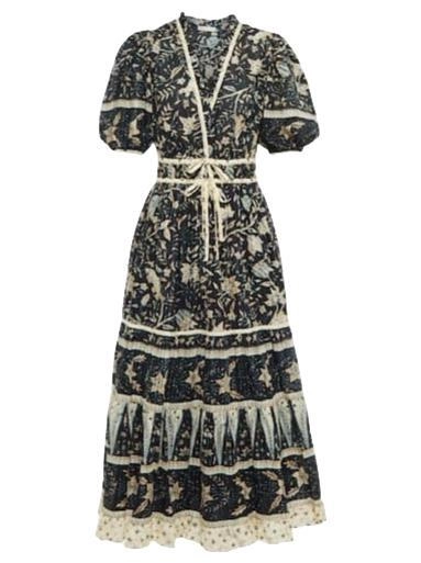 Ulla Johnson Printed Midi Dress - Black