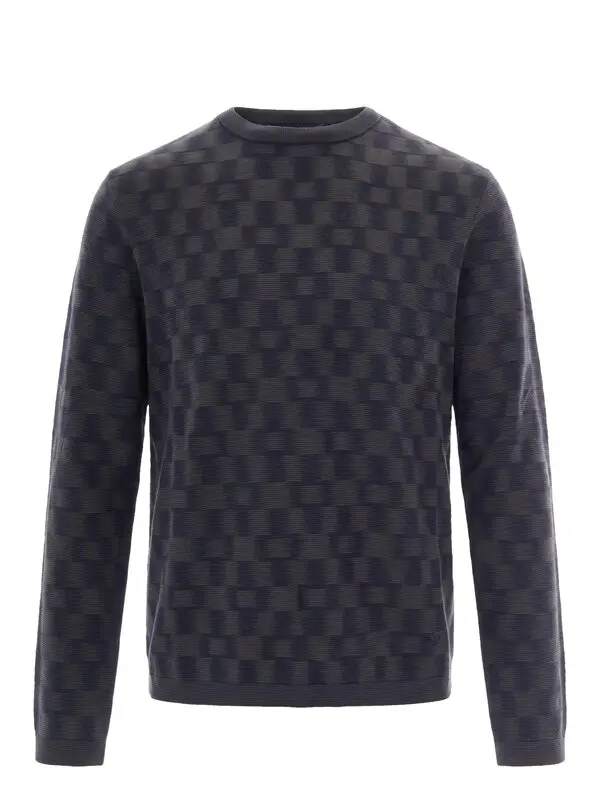 Emporio Armani S Crew Neck Knit Sweater - Navy Fancy