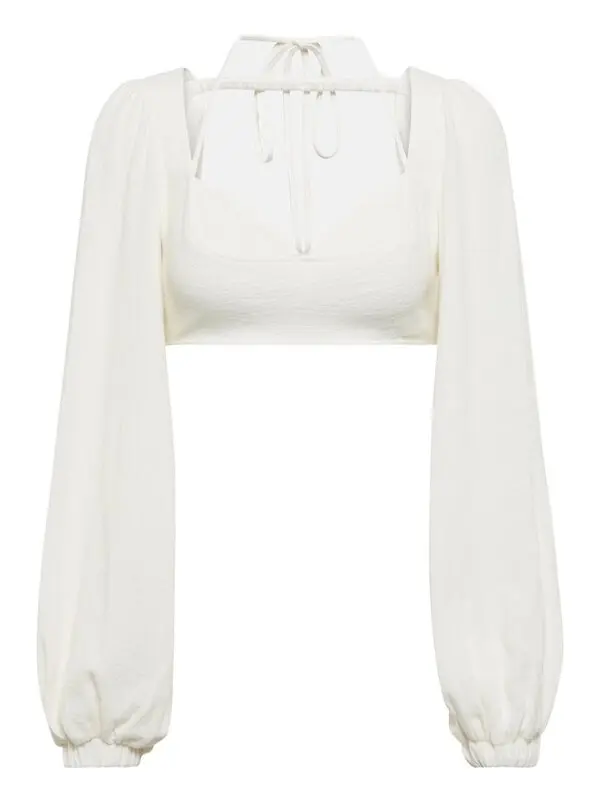 Simkhai Lace-up Crop Top - White