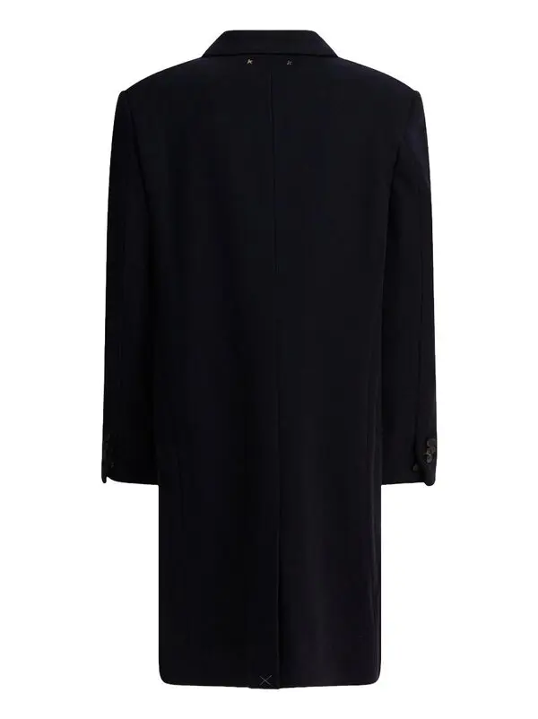 GOLDEN GOOSE Virgin Wool Blend Long Overcoat - Blue