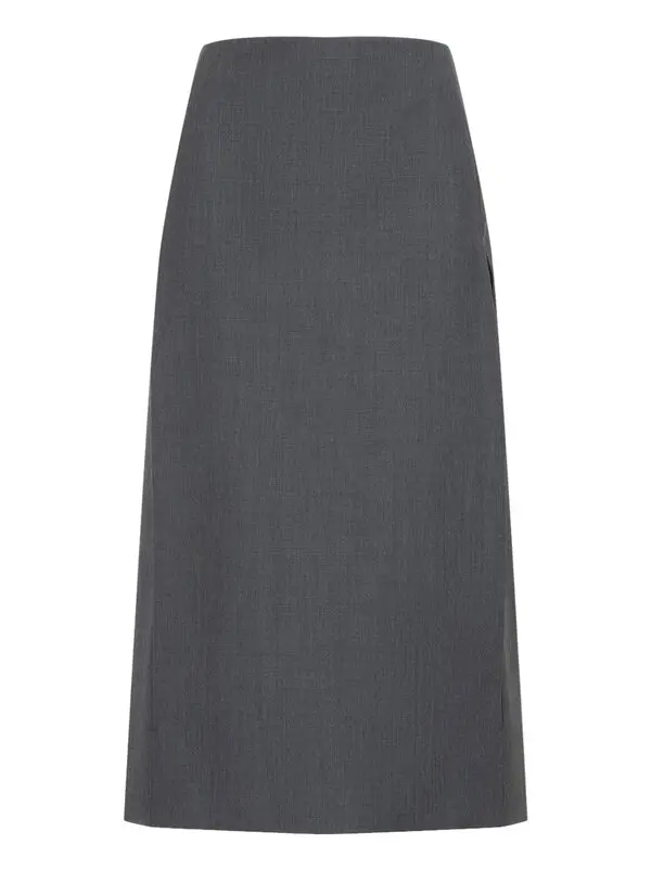 JIL SANDER Wool Blend Midi Skirt - Grey