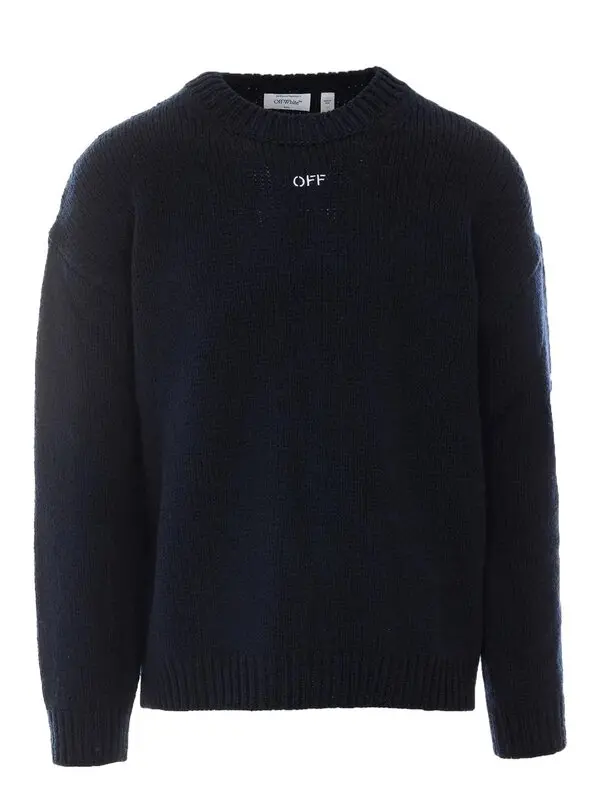 Off-White Arrow Maxi Embroidered Knit Crewneck - Bluegraph