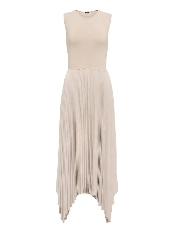 JOSEPH Pleated Crepe Midi Dress - Nude