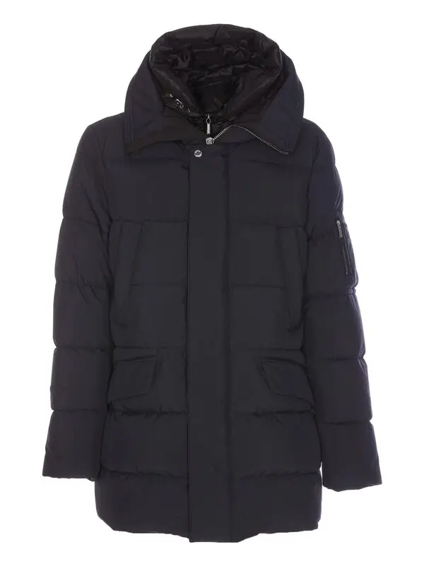MOORER Davide-stp Padded Hooded Drawstring Jacket - Blue