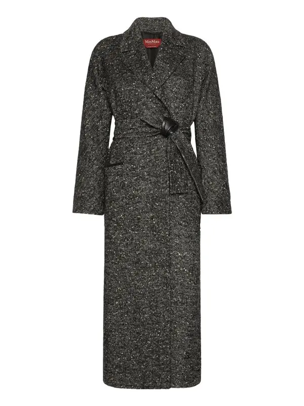 Max Mara Eroso Belted Tweed Coat - Black