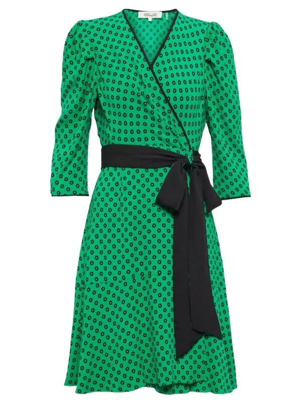 Diane Von Furstenberg Charlene Polka-dot Minidress - Green