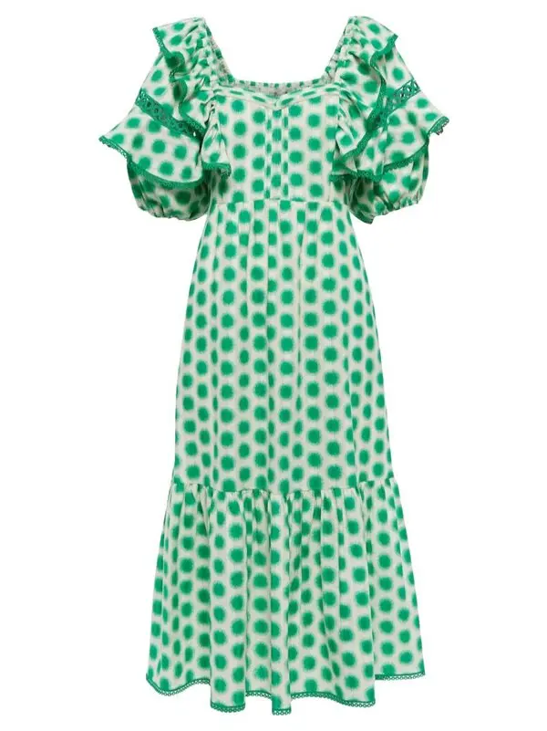 Diane Von Furstenberg Oliver Lace Trimmed Cotton Midi Dress - Green