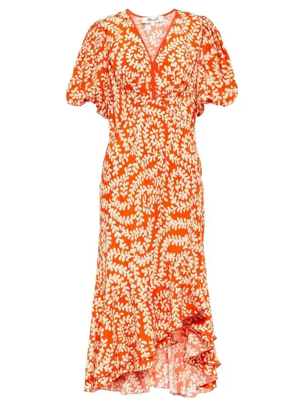 Diane Von Furstenberg Madrid Printed Crepe Midi Dress - Nude