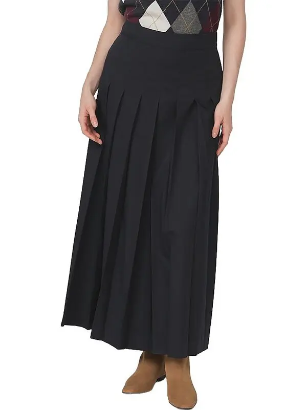 POINT Pleated Front Maxi Skirt - Navy