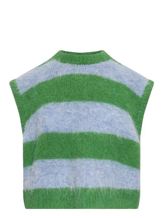 American Vintage Striped Sleeveless Knitted Top - Green