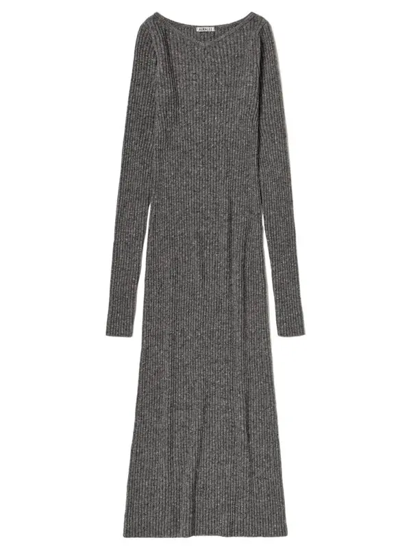 Auralee V-neck Knit Dress - Grey