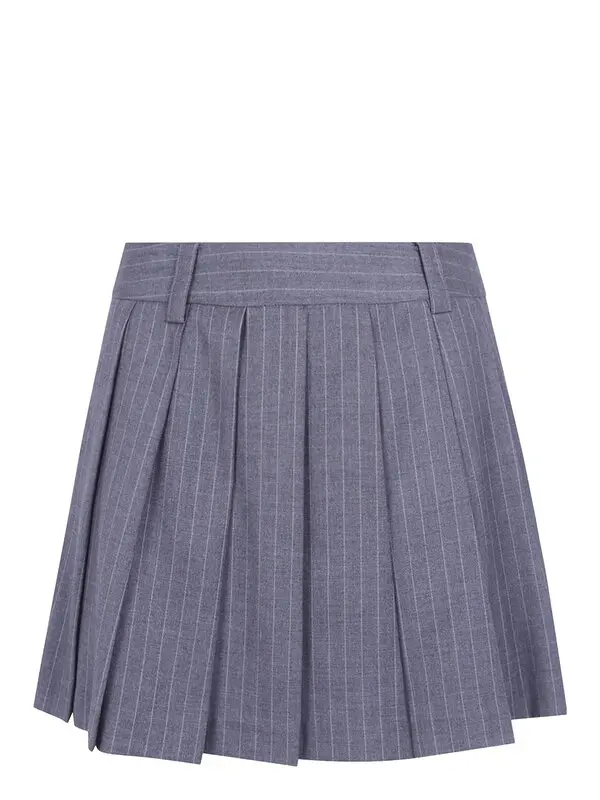 DUNST Pleated Pinstripe Mini Skirt - Grey
