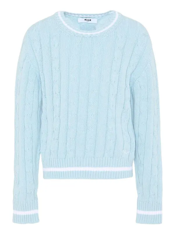 MSGM Cable-knit Crew-neck Sweater - Light Blue
