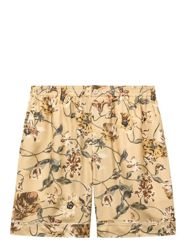 Kenzo Wildflower' Elasticated Shorts In Silk - Light Brown