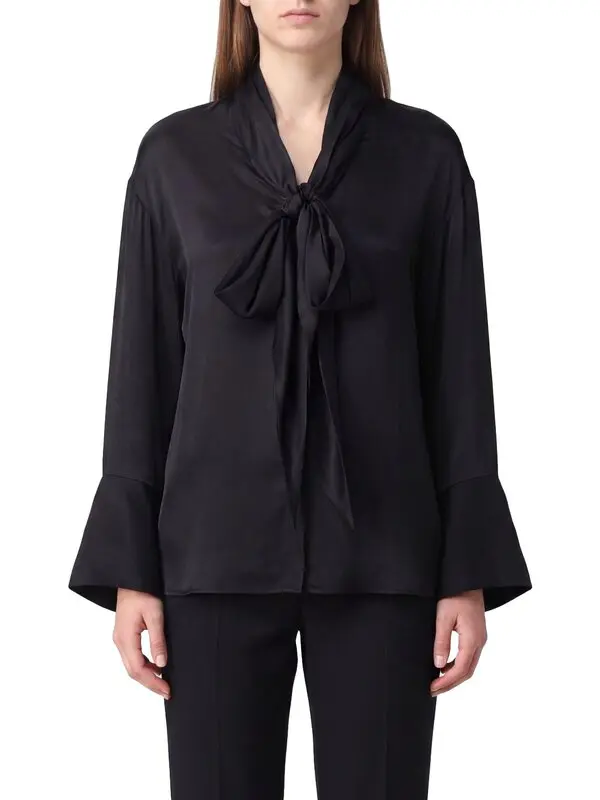 Balmain Slim Fit Silk Pussy-bow Shirt - Black