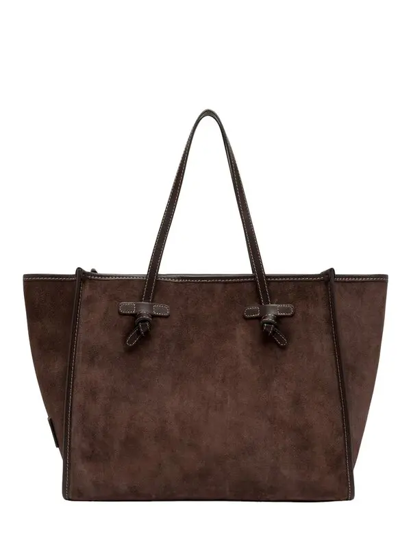 GIANNI CHIARINI Marcella Suede Calfskin Shoulder Bag - Coffee