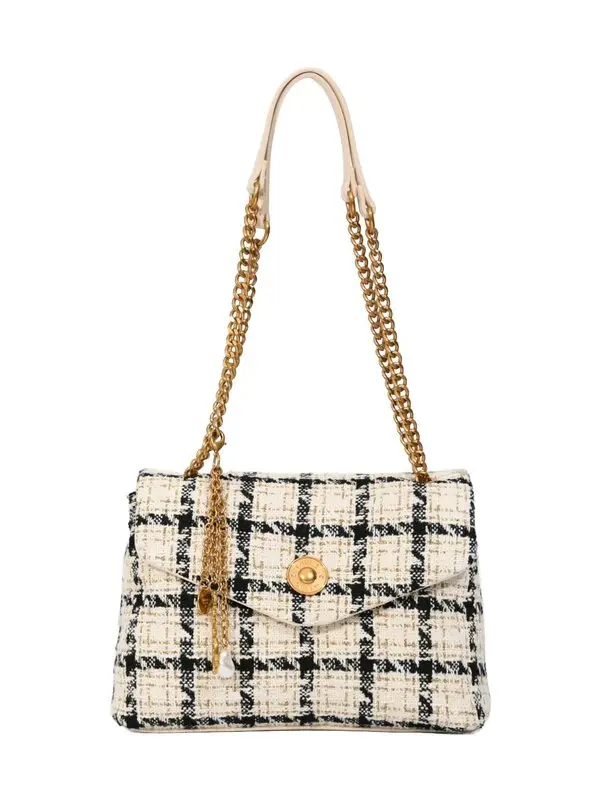 TWINSET Check Bouclé Shoulder Bag With Charm And Chain Handle - Multicolor