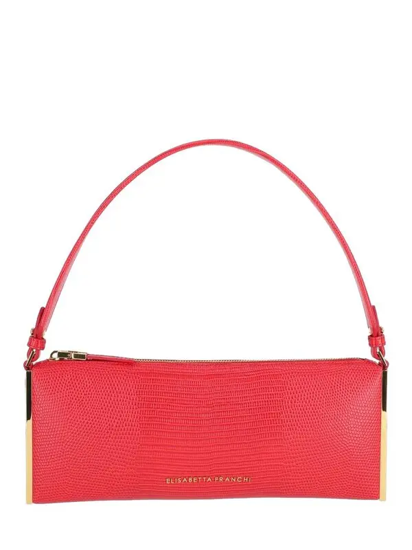 Elisabetta Franchi Lizard-print Shoulder Bag With Metallic Profiles - Red
