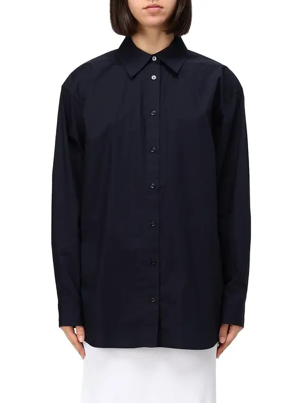 TOTEME Relaxed Fit Shirt In Cotton Poplin With Dropped Shoulders - Blue